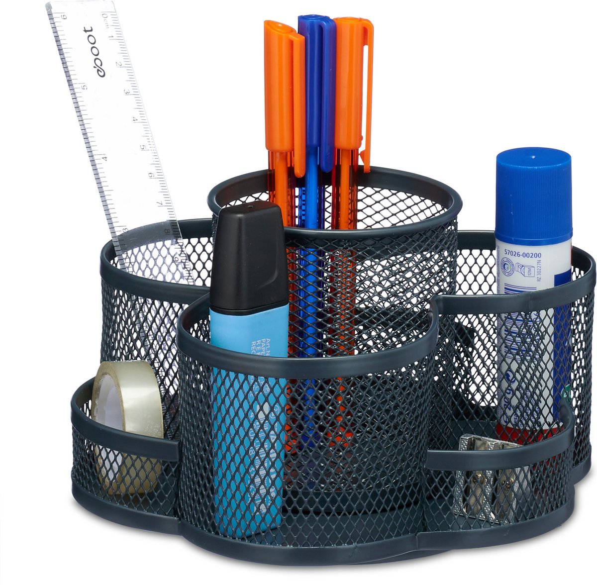 Relaxdays pennenbak draaibaar - 7 vakken - metaal - pennen organizer ...