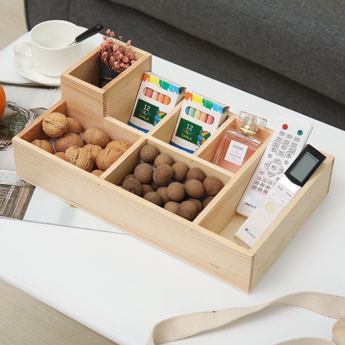 Buxibo - Multifunctionele Houten Woonkamer Organizer - 7 Compartimenten ...