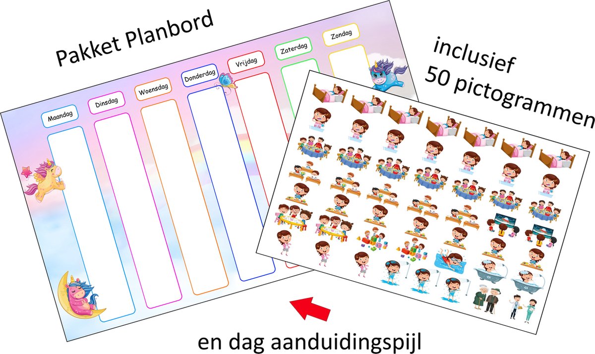 Pakket Planbord Unicorn - weekplanner Kind - Planbord Kinderen ...