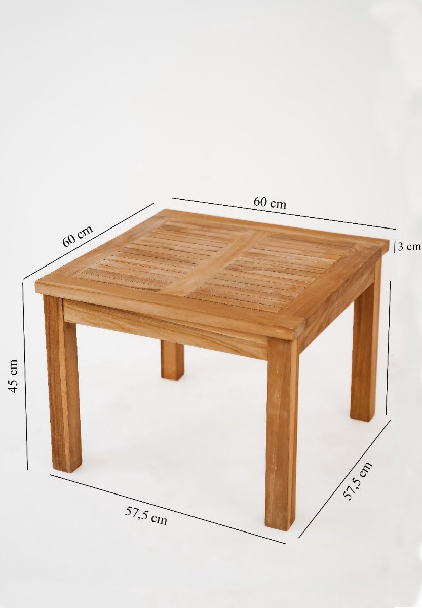 Teakea - Teak Tuintafeltje | Teakhouten Bijzettafel Vierkant | 60x60x45 ...