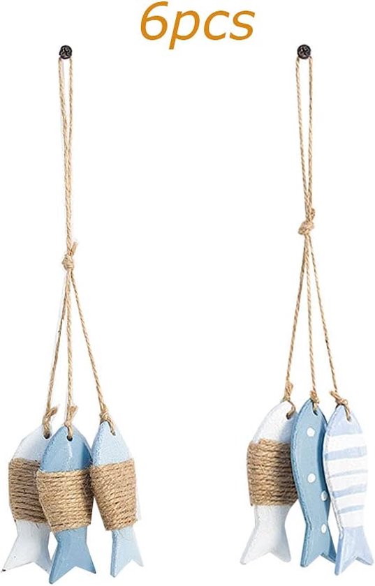 Sertay Wall Art Houten Vis Decoraties, 6 Stuks Houten Decoratieve Vis ...
