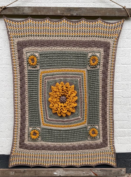 HAAKPAKKET PLAID/WANDKLEED TOURNESOL-HAKEN-ZONNEBLOEM-WOL-GAREN. | bol