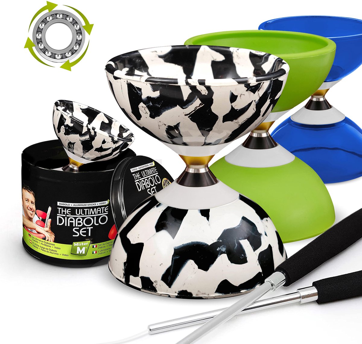 Mister M® Jongleerset: Diabolo met Alu Stangen - Reservekoord en ...