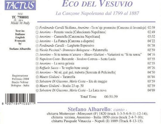 Stefano Albarello Vocals & Guitar - Eco Del Vesuvio - Neapolitan Songs ...