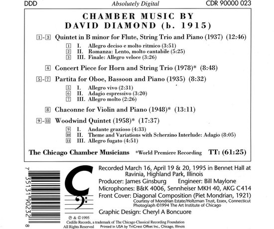 Chicago Chamber Musicians - Chamber Music (CD), Chicago Chamber ...