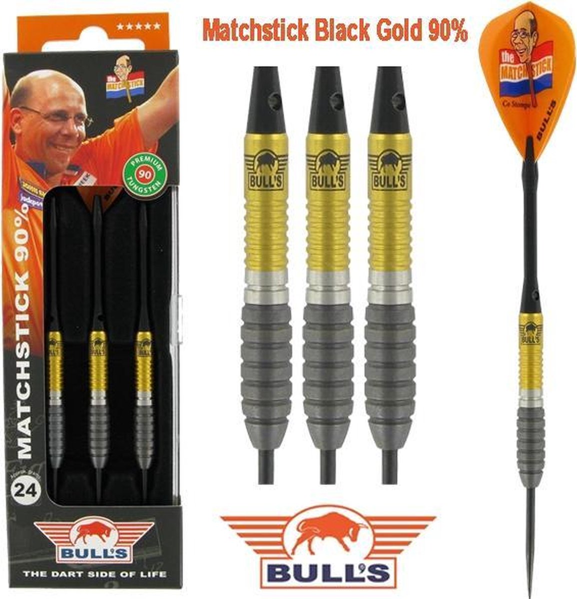 Bull's Co Stompe Matchstick 90% 22 gram Steeltip Darts | bol.com