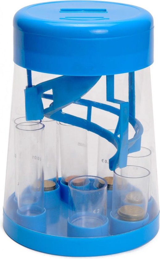 Spaarpot met tel en sorteerfunctie - Blauw | bol.com