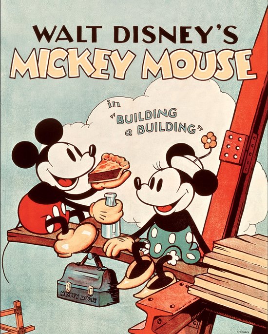 Disney - Canvas - Mickey Building a Building - 40x50 cm | bol.com