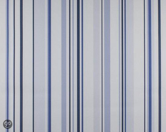 Dutch Wallcoverings behang streep - blauw/wit | bol