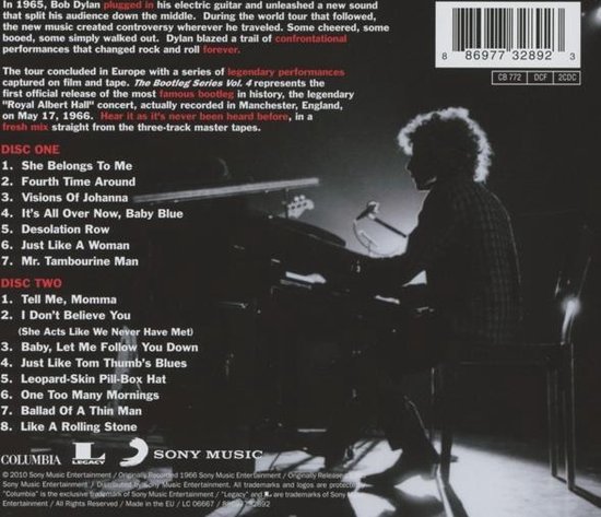 Bootleg Series 4: Live 1966 - The "royal Albert Hall" Concert, Dylan ...
