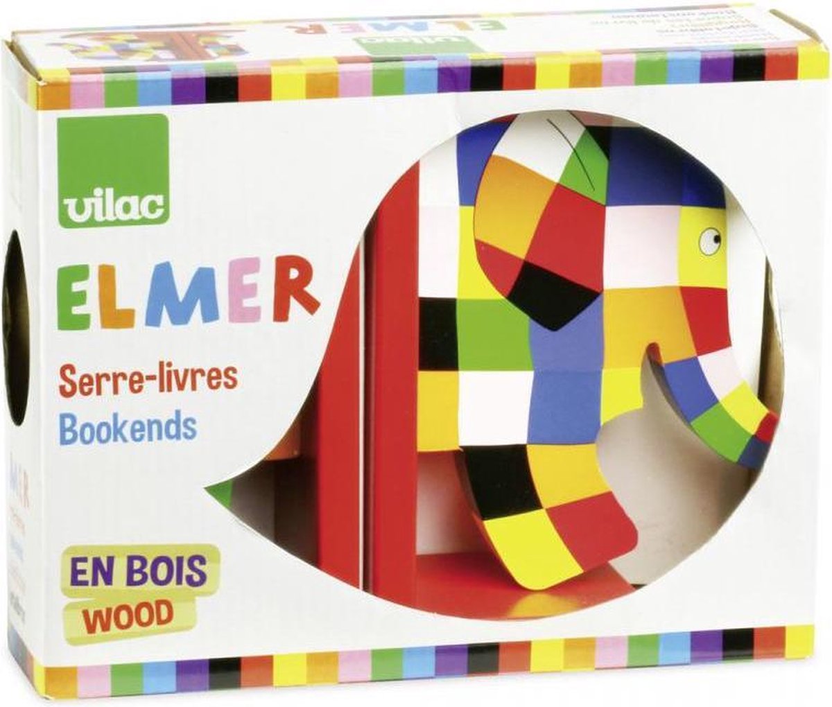 Vilac Elmer de Olifant - Boekensteun - Multi - Hout | bol.com
