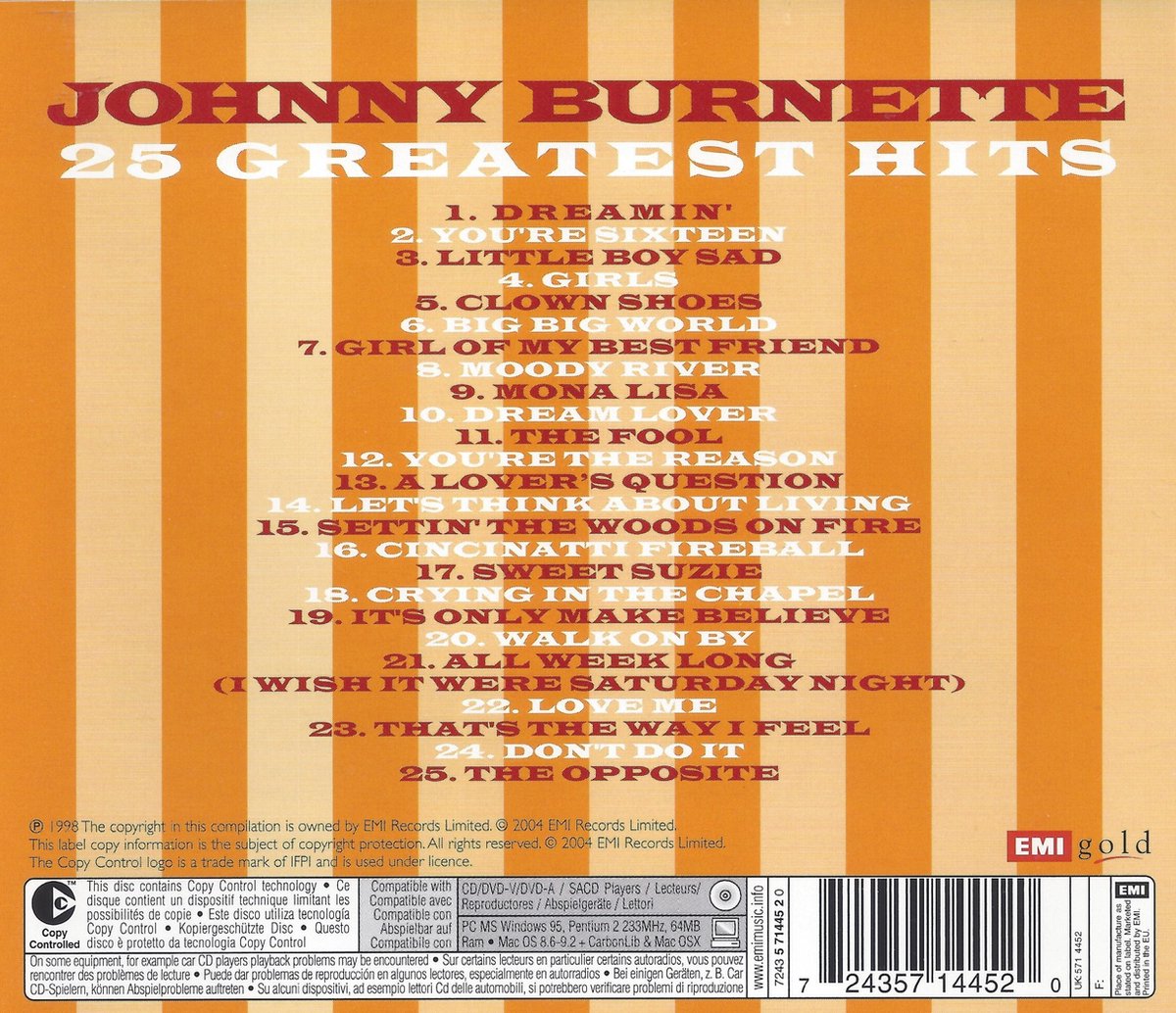 25 Greatest Hits, Johnny Burnette | CD (album) | Muziek | bol