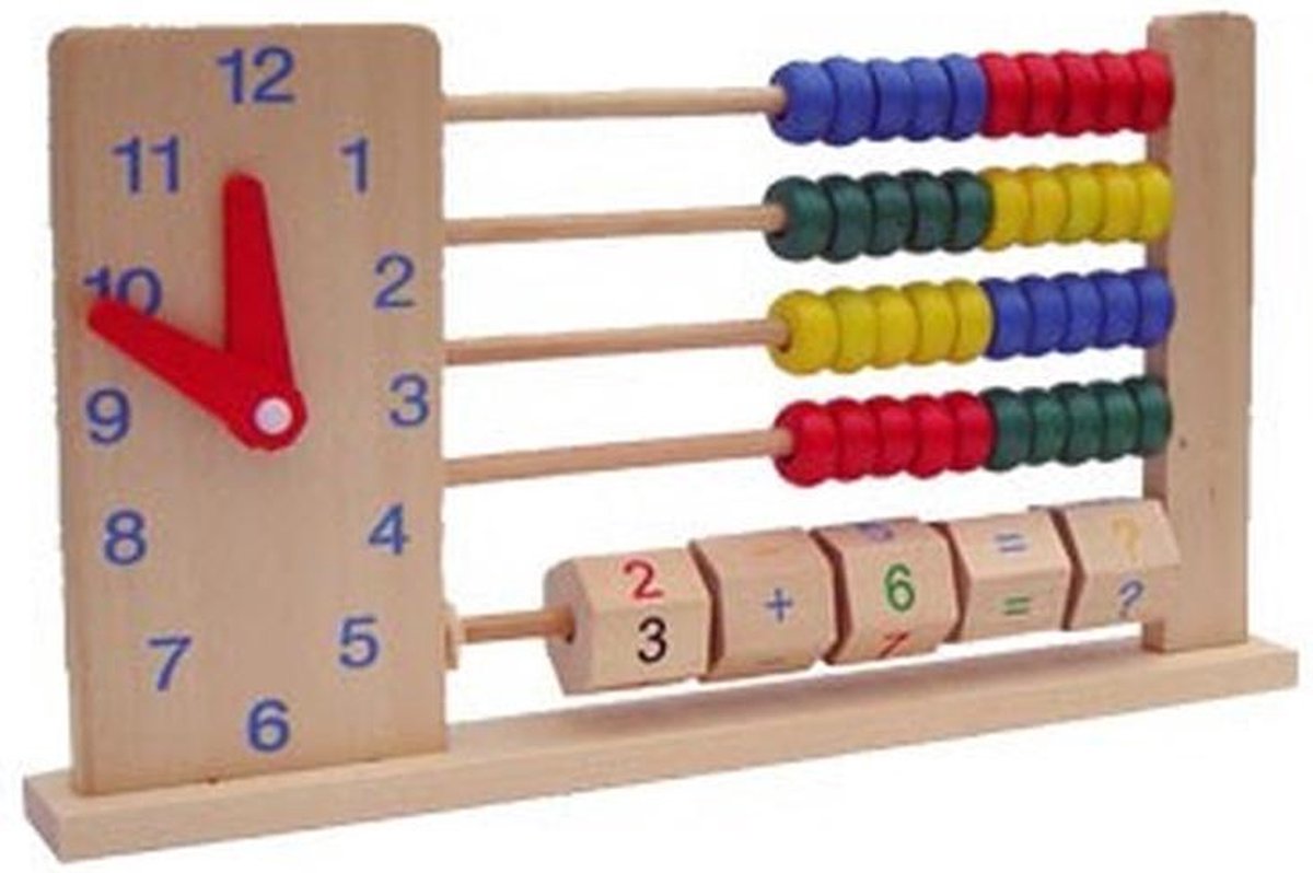 Houten Telraam met 40 Kralen en Klok | bol.com