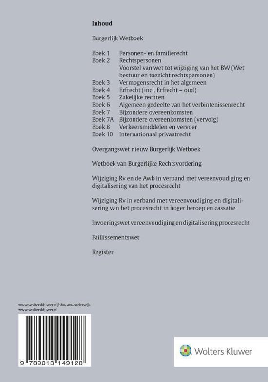 Wetteksten Burgerlijk Wetboek/Wetboek van Burgerlijke Rechtsvordering ...