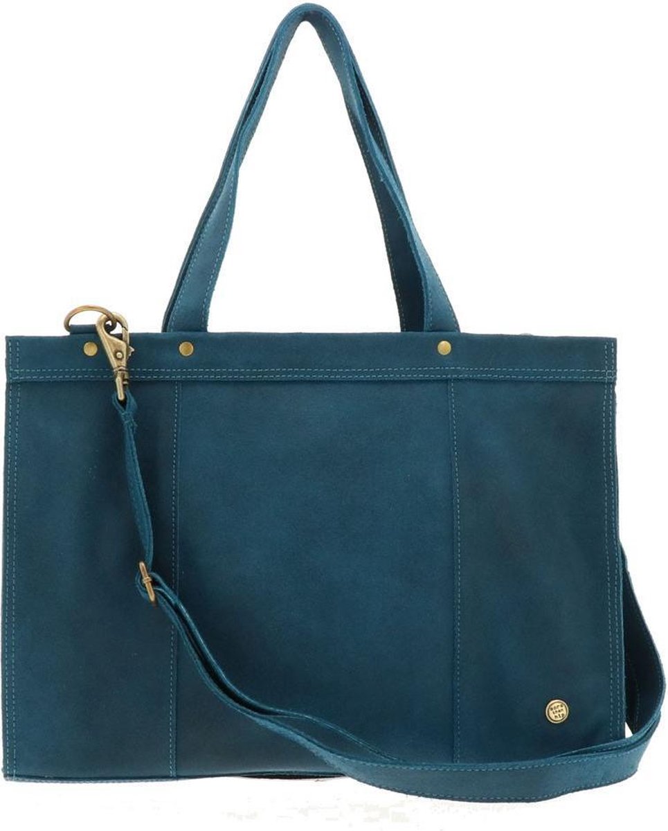 Elegante - 14 inch dames laptoptas ecoleer - petrol blauw | bol.com