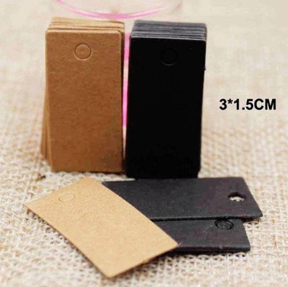 Set van 100 Labels Karton Zwart | Product en Prijslabels met gaatje 2x3 ...