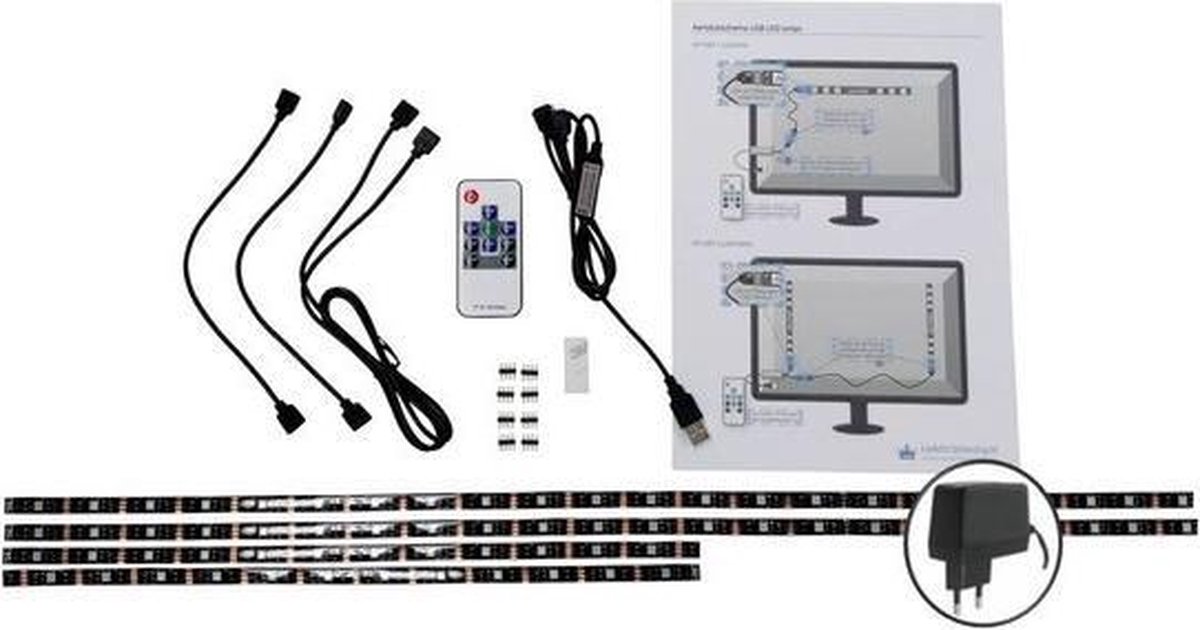 TV led strip set met 4 USB led strips RGB 40 -50 inch | bol.com