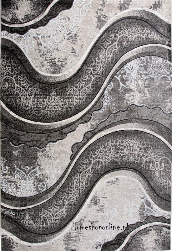 Vloerkleed Tango Waves Beige Tapijt Laagpolig Carpet - 160 x 220 cm ...