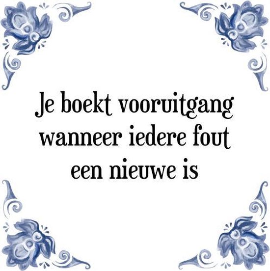 Tegeltje met Spreuk (Tegeltjeswijsheid): Je boekt vooruitgang wanneer iedere fout een... | bol
