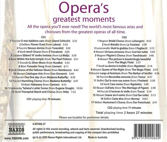 Various Artists - Opera's Greatest Moments (2 CD), various artists ...
