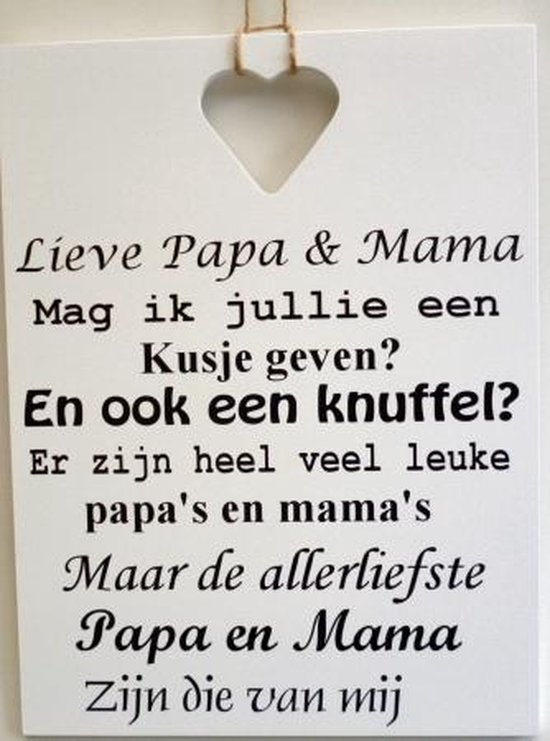 Tekstbord lieve papa en mama wit | bol