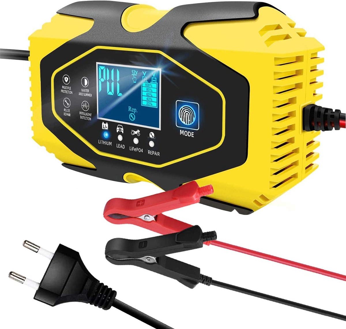 Acculader, voor auto- en motoraccu's, volautomatische intelligente ...