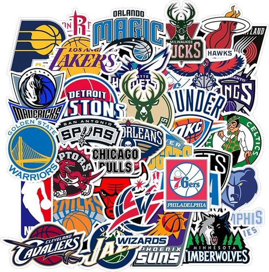 NBA Basketball Stickers - Set met alle NBA team Stickers - 30 stuks ...