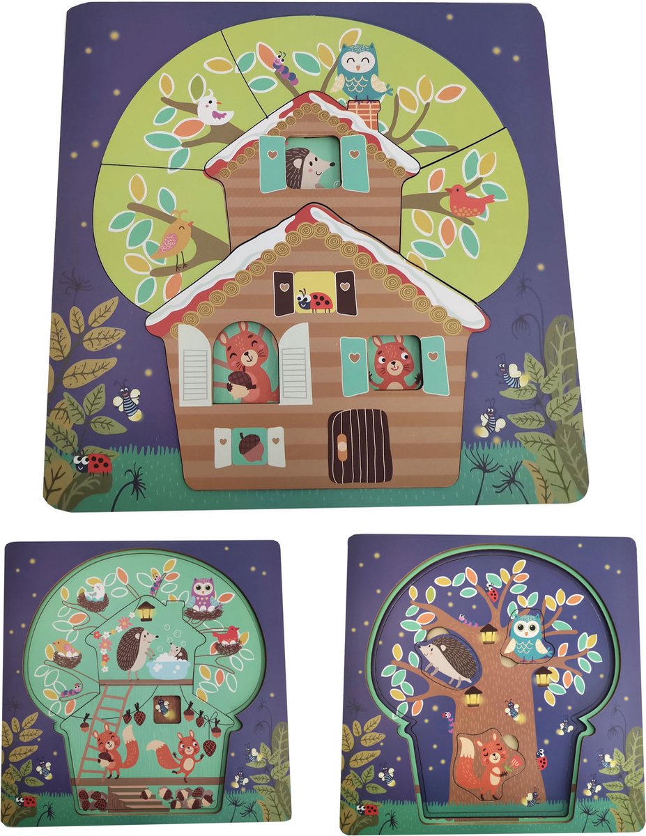 Kinder boomhut Puzzel met 3 leuke leerzame puzzel lagen gemaakt van ...