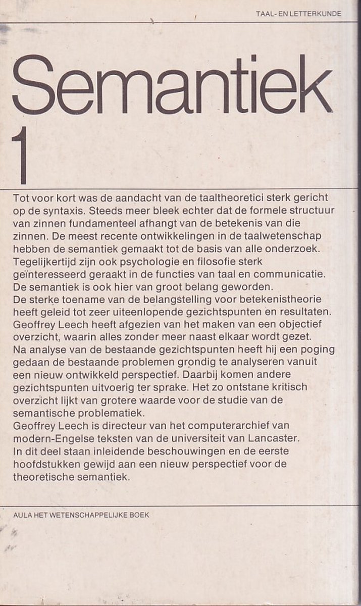Semantiek 1, Leech, Geoffrey | 9789027453105 | Boeken | bol