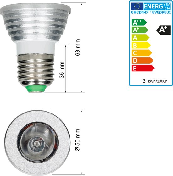 LED-spot E27, RGB, 3W met afstandsbediening | bol.com