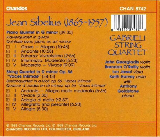 Anthony Goldstone, Gabrieli String Quartet - Sibelius: String Quartet · Piano Quintet... | bol