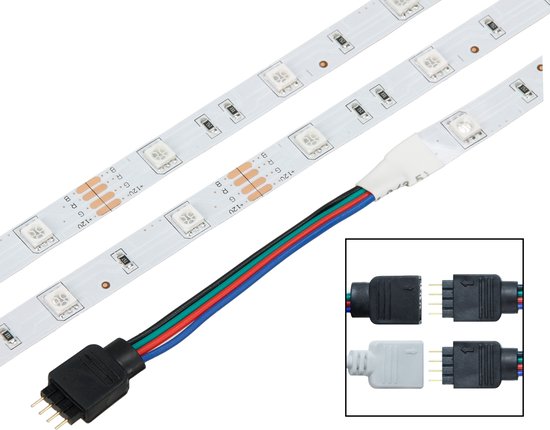 LED strip set 6 m, RGB - 30 LED per meter incl. voeding en kleine ...