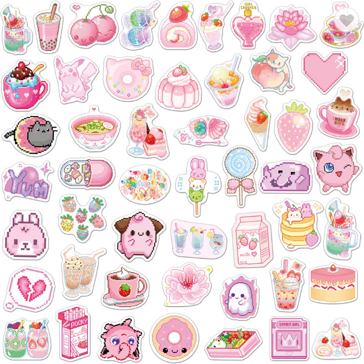 Happy pink stickers - 50 stuks - Verliefd - Valentijn stickers - Roze ...