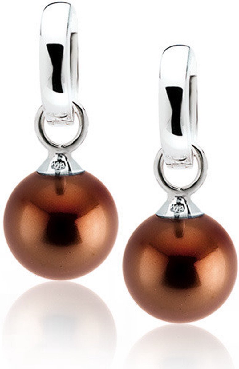 ZINZI zilveren oorbedels parel bruin ZICH266BR | bol.com