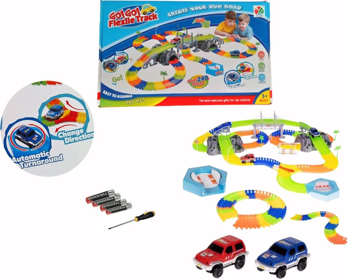 Luxe Flexibele Speelgoed Auto Racebaan met 2 Auto's, Incl Batterijen ...