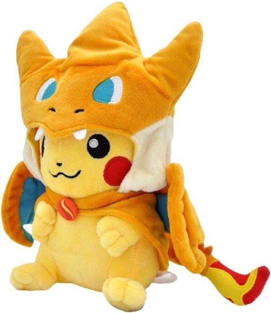 Pikachu met Mega Charizard Cape - Pokémon plush knuffel - 17cm ...