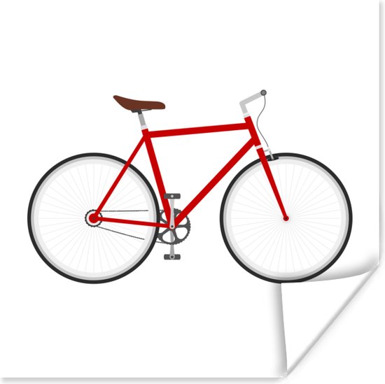 Poster Een zijaanzicht van een van een rode fiets - 50x50 cm | bol