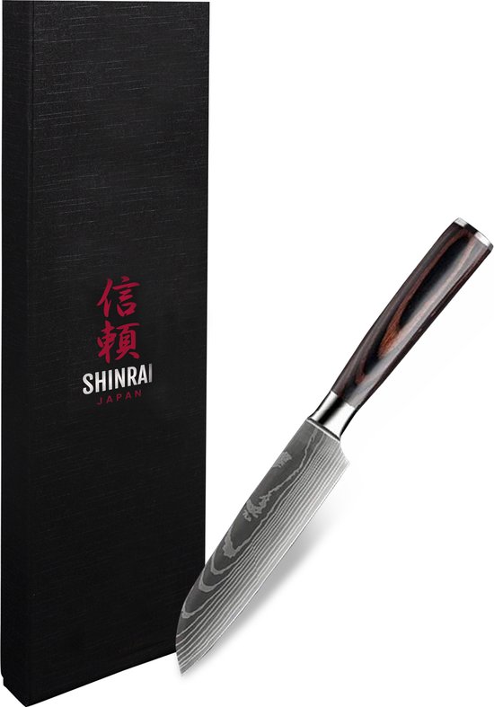 Shinrai Japan - Japans Santokumes 13 cm - Koksmes - Damascus Mes ...