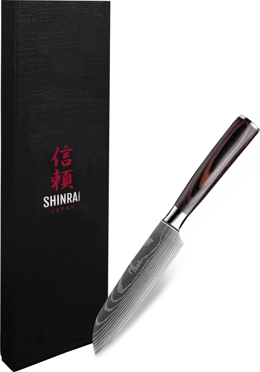 Shinrai Japan - Japans Santokumes 13 cm - Koksmes - Damascus Mes ...
