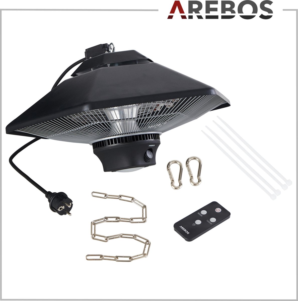 AREBOS Infrarood Heater - 2000W met afstandsbediening & LED verlichting ...