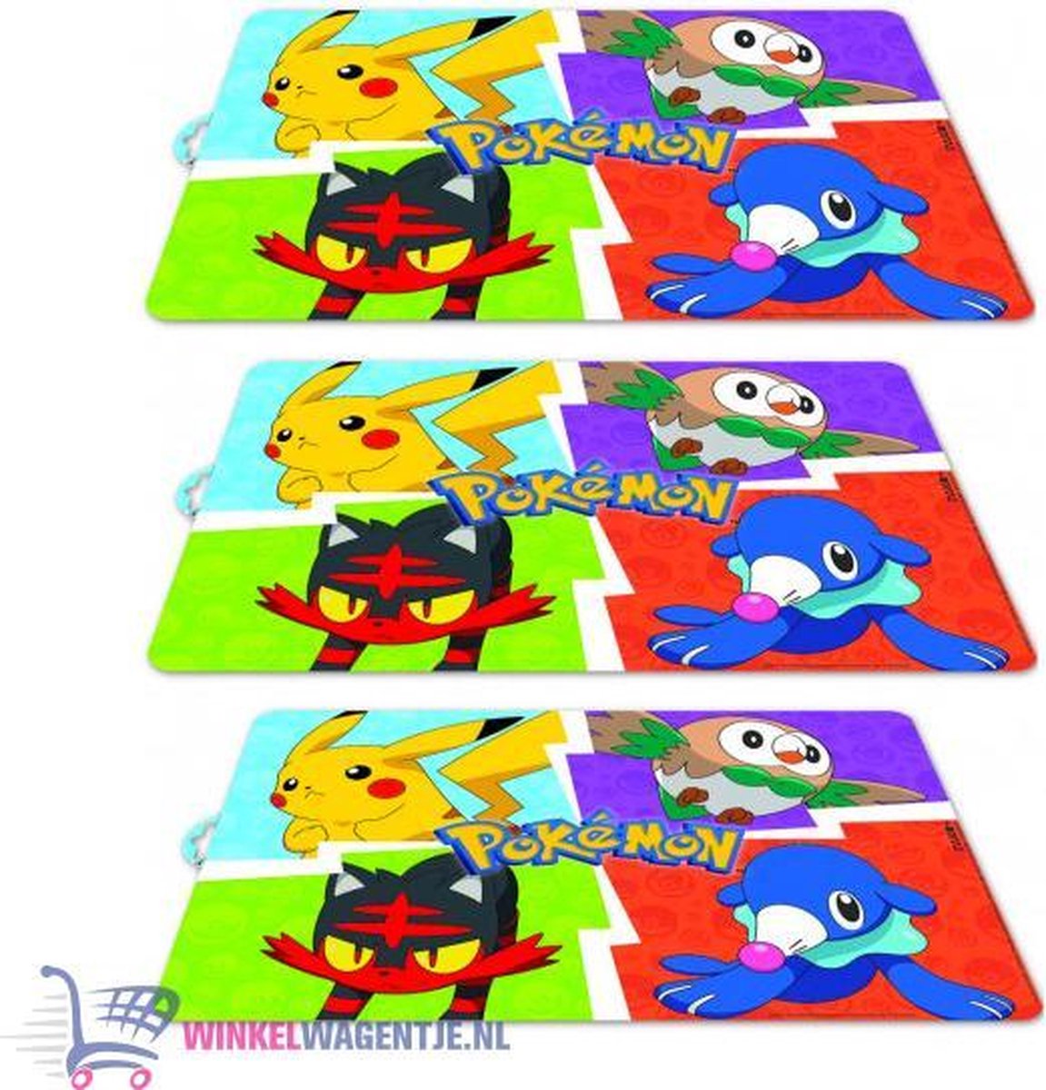 Pokémon Placemat (6x) - Pikachu, Popplio, Litten, Rowlet Place mat ...