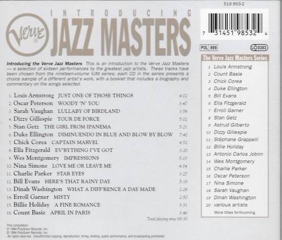 Introducing The Verve Jazz Masters 20, Louis Armstrong | CD (album) | Muziek | bol.com