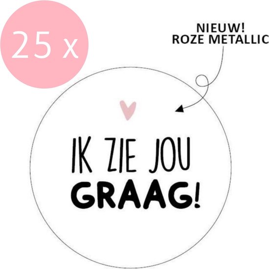 Cadeausticker 25 stuks Ik Zie Jou Graag (Roze Metallic) - Sluitsticker -... | bol.com