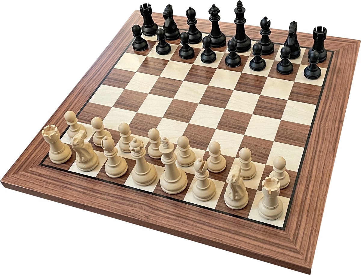 Handgemaakte houten schaakbord met schaakstukken - Luxe uitgave - Hoge ...