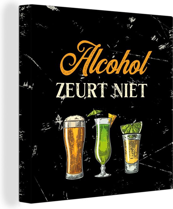 Canvas Schilderij Alcohol - Drank - Glazen - 90x90 cm - Wanddecoratie ...