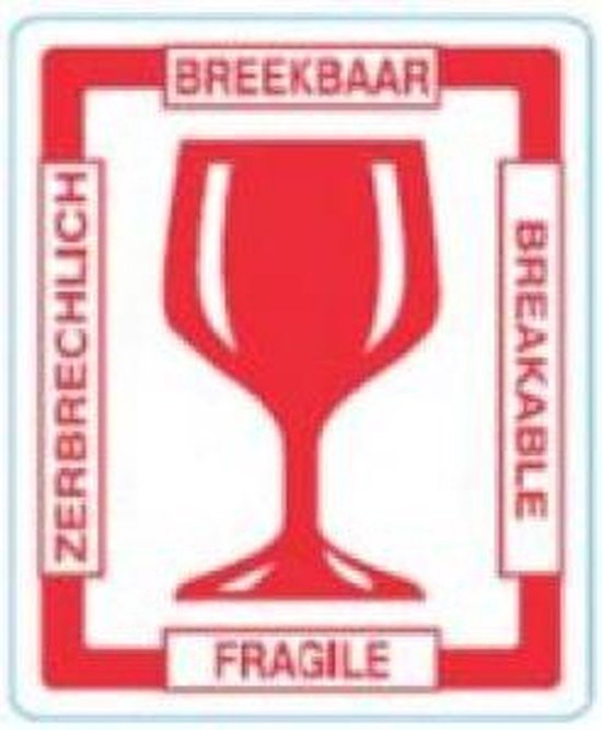 Etiket - Tekst 'Breekbaar - Fragile' - 80x100mm - Rood - 250 stuks | bol