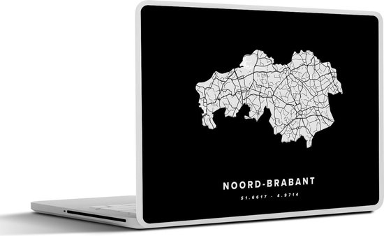 Laptop sticker - 14 inch - Noord-Brabant - Wegenkaart Nederland - Zwart ...