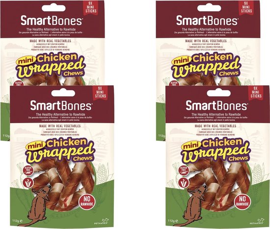Smartbones Chicken Wrap Mini - Hondensnacks - 4 x Kip 9 stuks | bol
