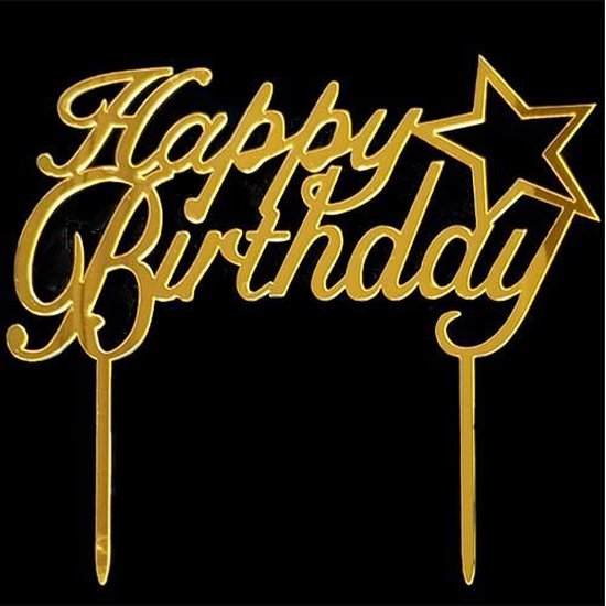 Cake - Taart Topper Happy Birthday Ster Goud. Taartdecoratie. Tasty Me. | bol.com
