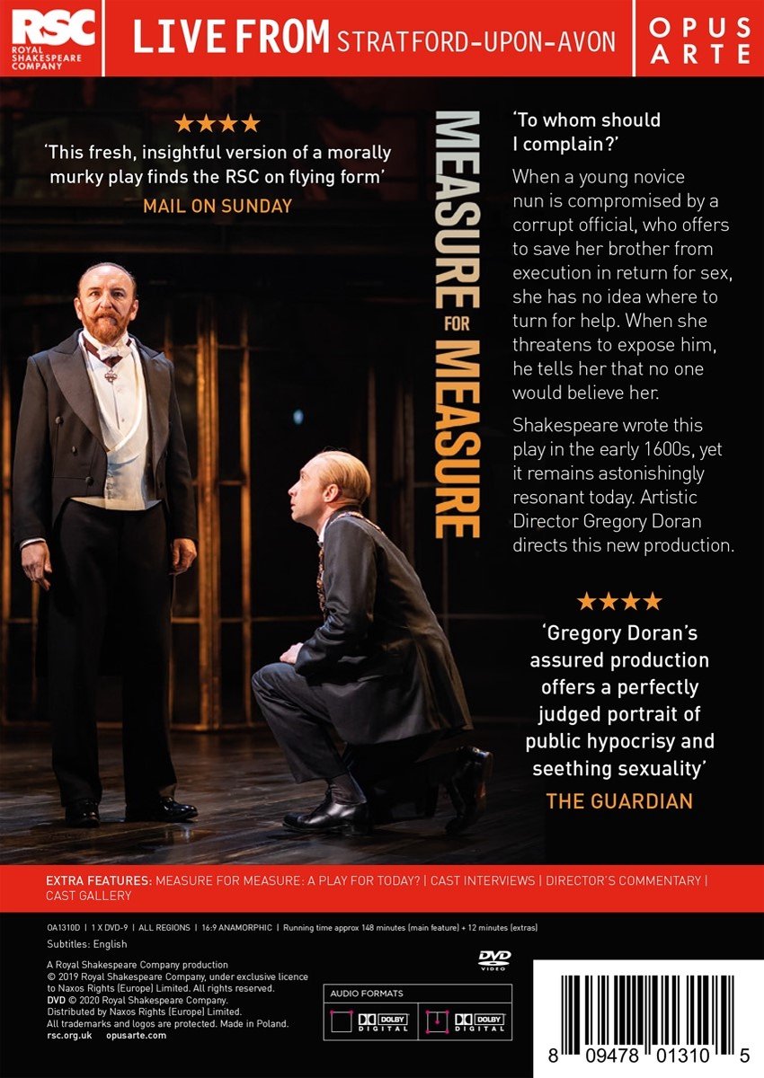 Royal Shakespeare Company Gregory D - Measure For Measure (DVD), Royal ...